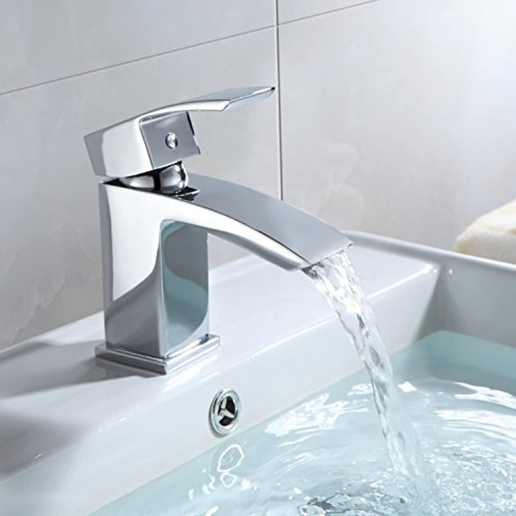 Celala Bathroom Waterfall Basin Taps with Pop-up Waste and Square Bath ...